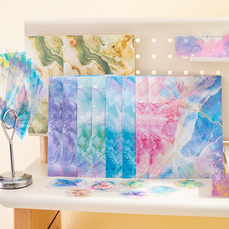 Watercolor Heals Daily Life Sticker Pack – PET & Washi Paper – Donum ideas